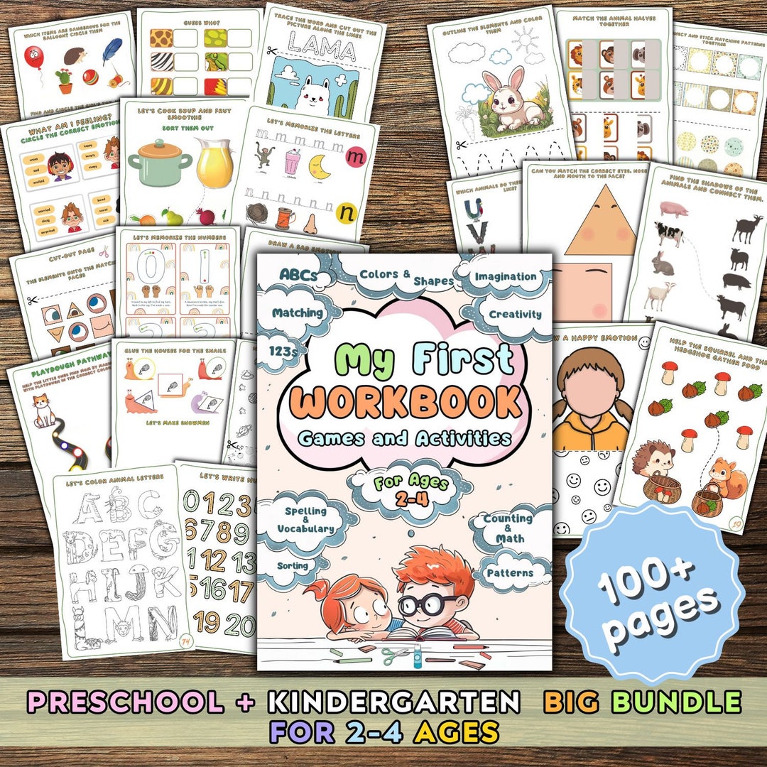 Big Activity Workbook 100+ for 2-4, Toddler Busy Binder, Quiet Book ...