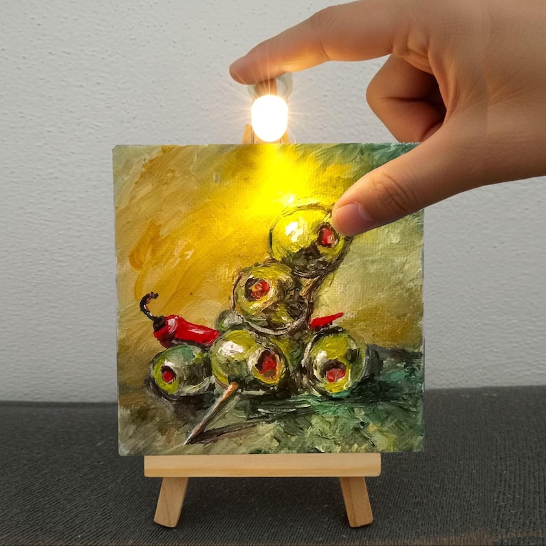 Mini Masterpieces 4x4 Oil Painting Mediterranean Green Olive Still Life ...