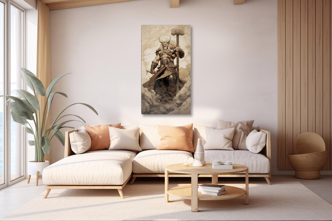 Thor Wall Decor, Viking Warrior Wall Decor, Thor Painting, Viking ...