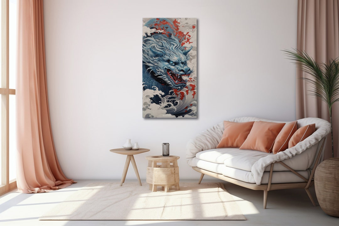Japanese Dragon Wall Art Japanese Wall Art Canvas Wall Art - Etsy