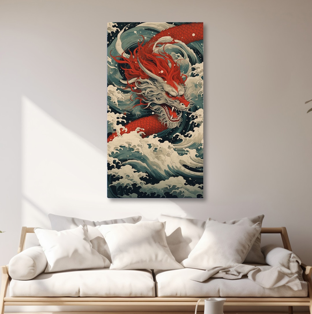 Japanese Dragon Wall Art Japanese Wall Art Canvas Wall Art - Etsy