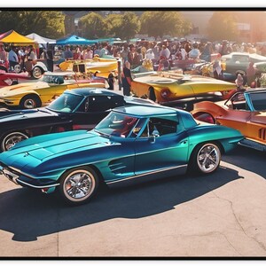 Vintage Corvettes Desk Mat, Three Desk Pad Sizes, Corvette Show Desk ...