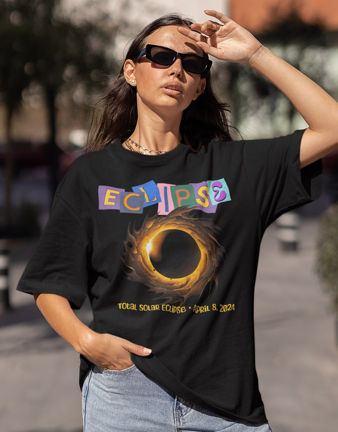 Remembering the 2024 Solar Eclipse, Relaxed Fit Shirt, Cotton Tee Shirt ...