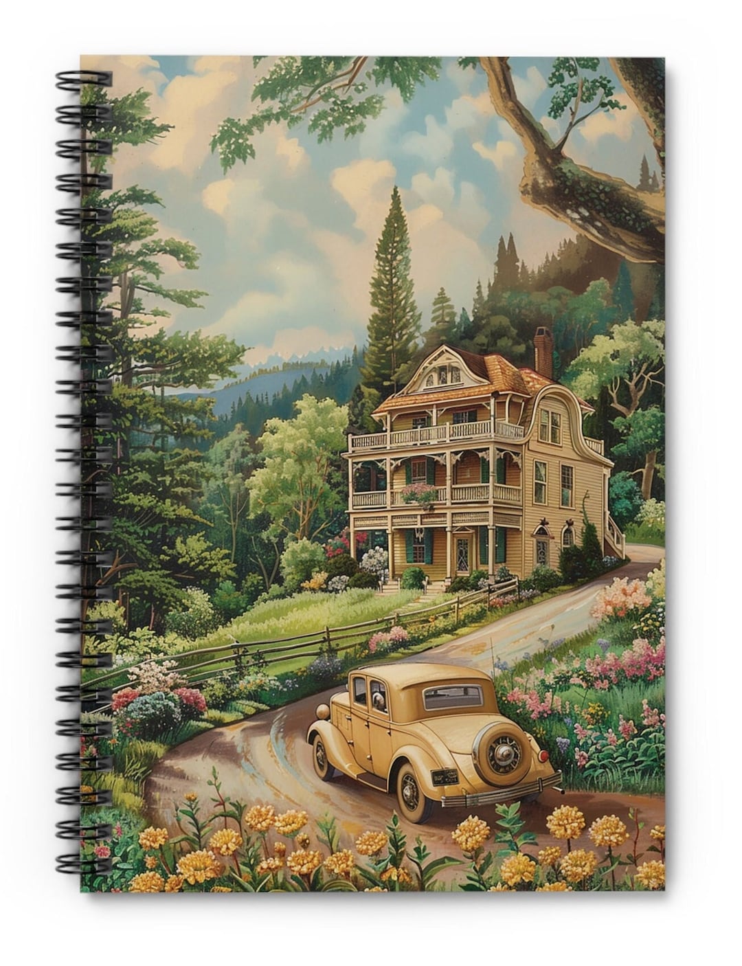 Cottagecore Notebook, Vintage Country Home, Summer Watercolor Landscape ...