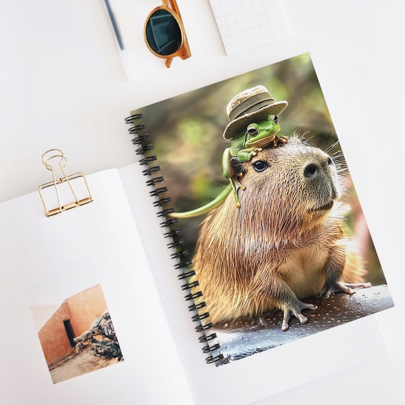 Funny Capybara & Frog Notebook, Capybara Lover Gift, Cute Frog on ...