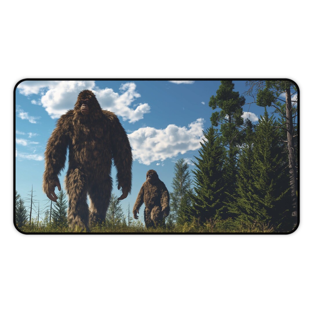 Bigfoot Desk Mat, Bigfoot Duo, Forest Landscape, Sasquatch, Gaming Pad ...
