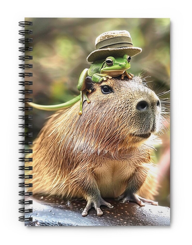 Funny Capybara & Frog Notebook, Capybara Lover Gift, Cute Frog on ...