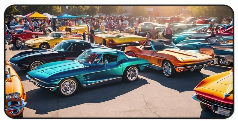 Vintage Corvettes Desk Mat, Three Desk Pad Sizes, Corvette Show Desk ...