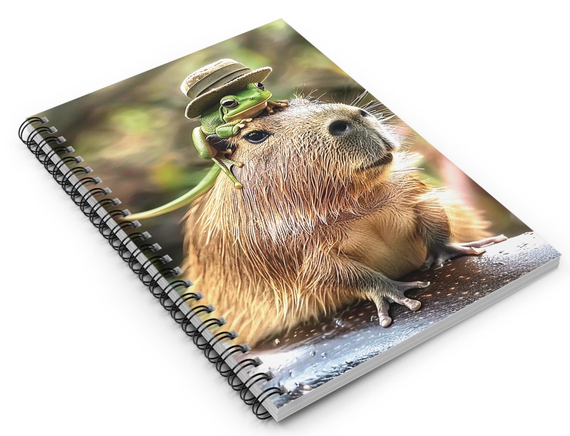 Funny Capybara & Frog Notebook, Capybara Lover Gift, Cute Frog on ...
