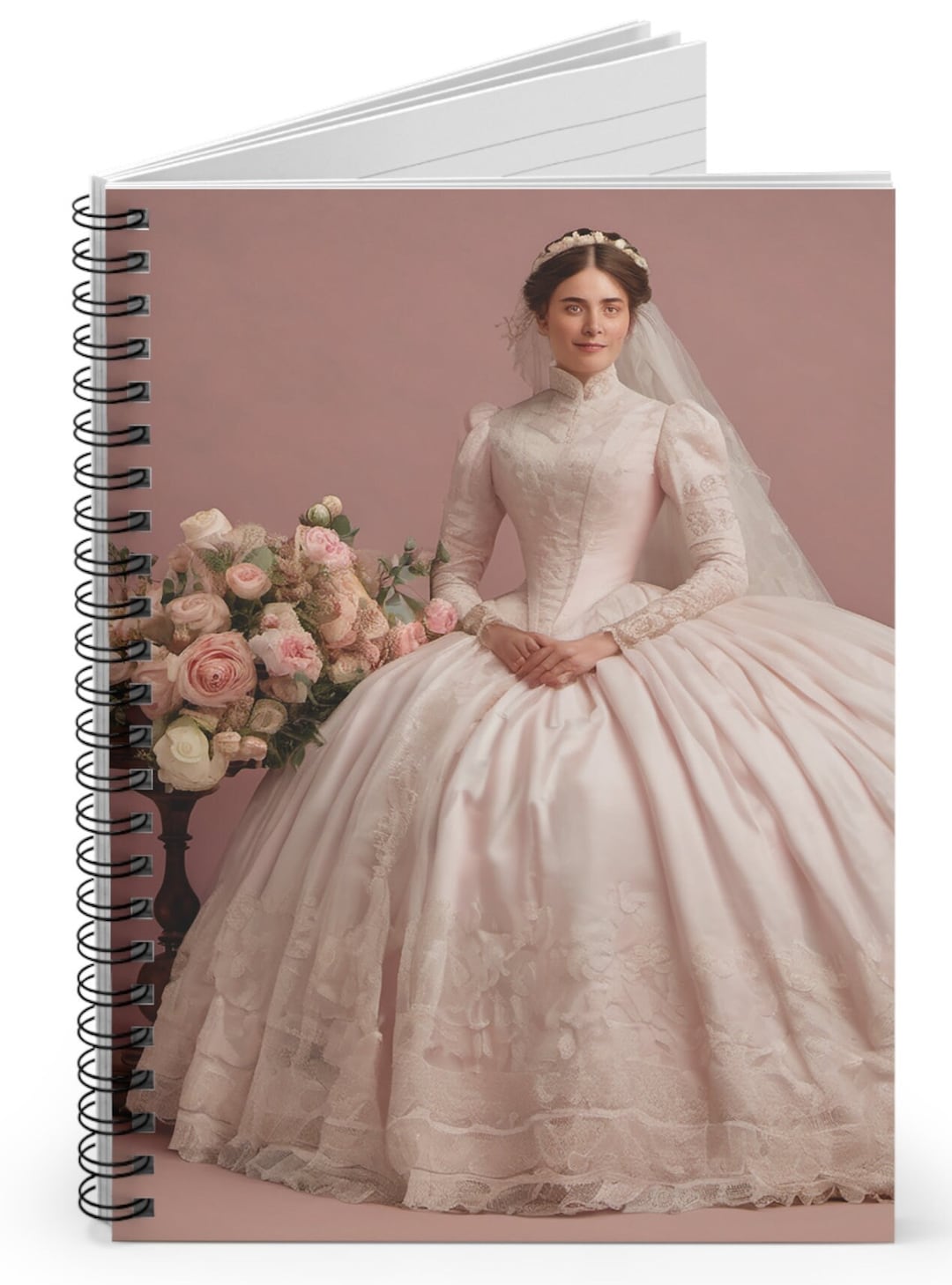 Vintage Bridal Gown Spiral Notebook, Vintage Bride Journal, Victorian ...