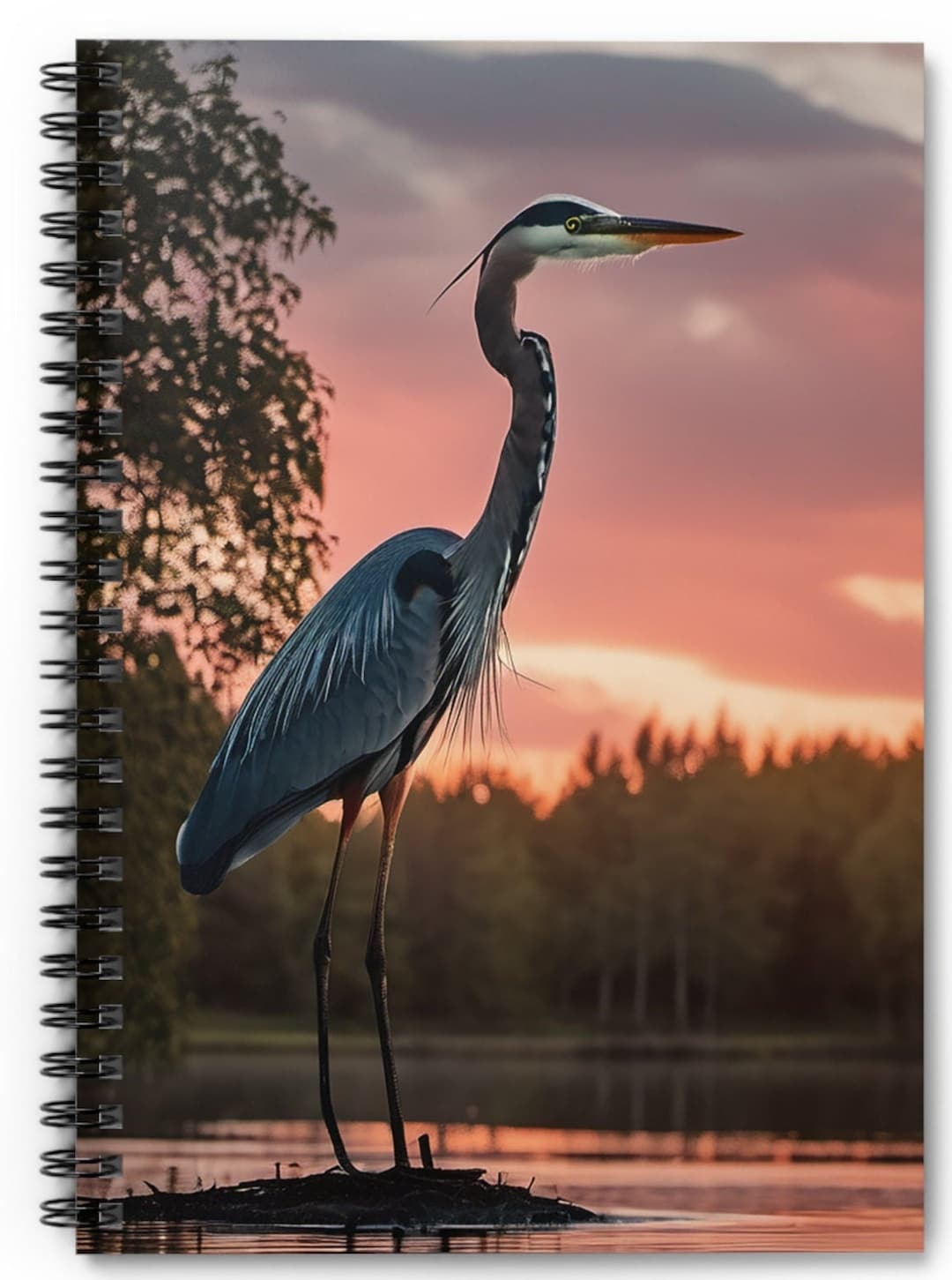 Blue Heron Notebook, Majestic Blue Heron Journal, Botanical Notebook ...