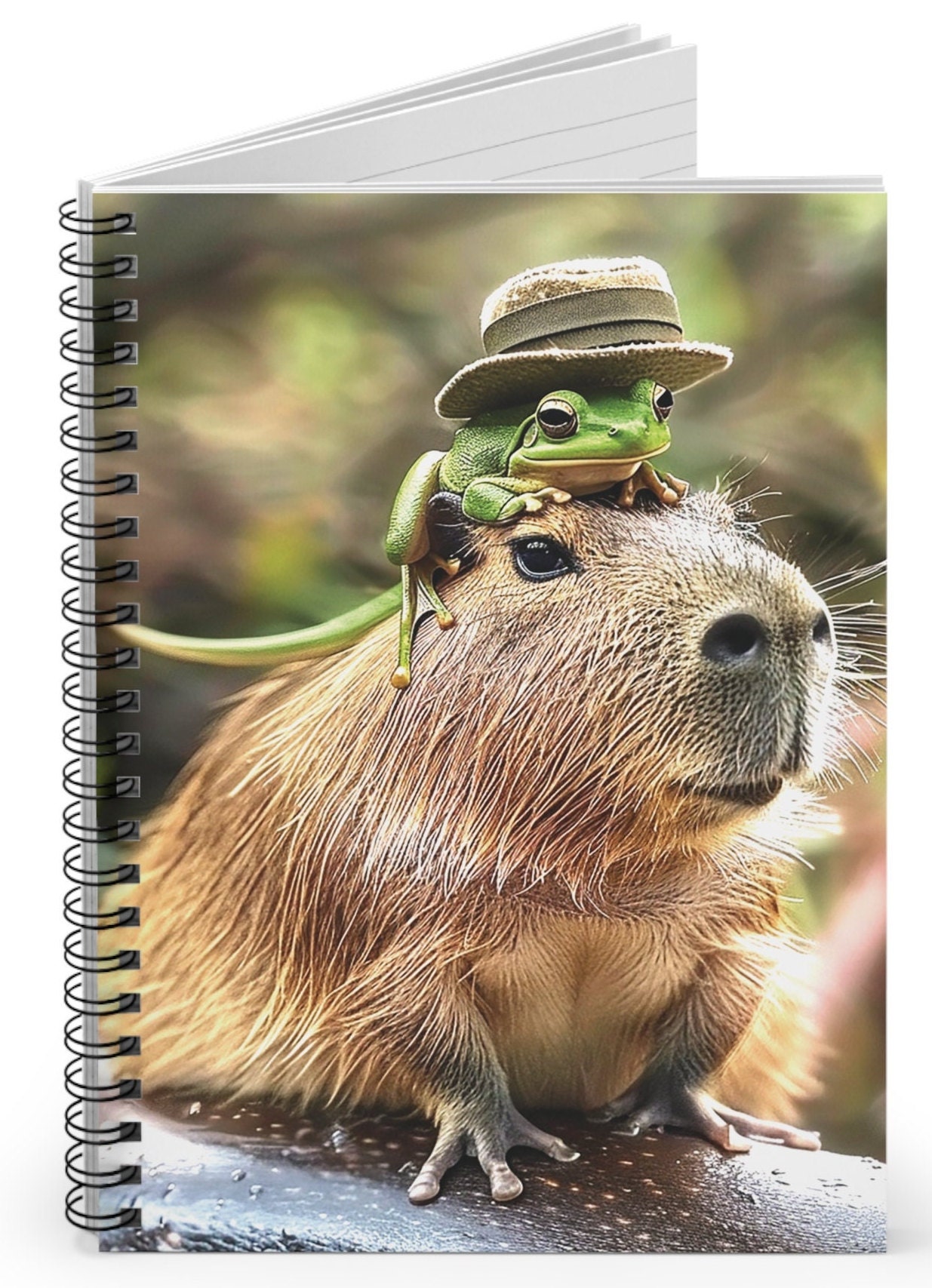 Funny Capybara & Frog Notebook, Capybara Lover Gift, Cute Frog on ...