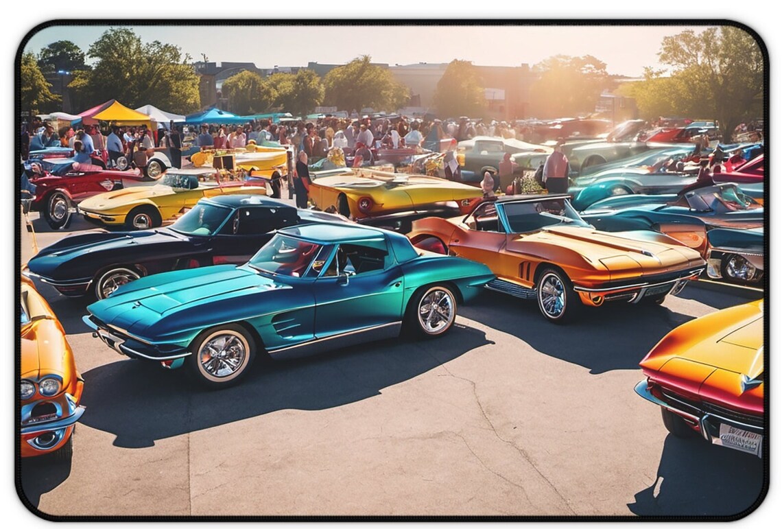 Vintage Corvettes Desk Mat, Three Desk Pad Sizes, Corvette Show Desk ...