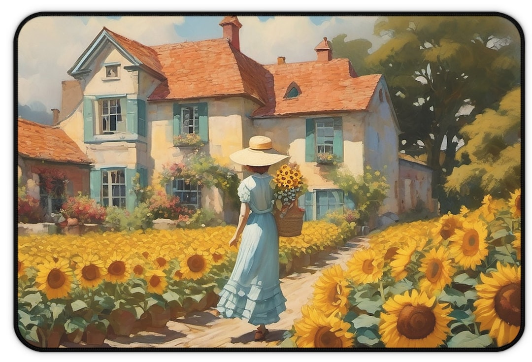 Cottagecore Desk Mat, Sunflower Meadow, Vintage Home, Cottagecore ...