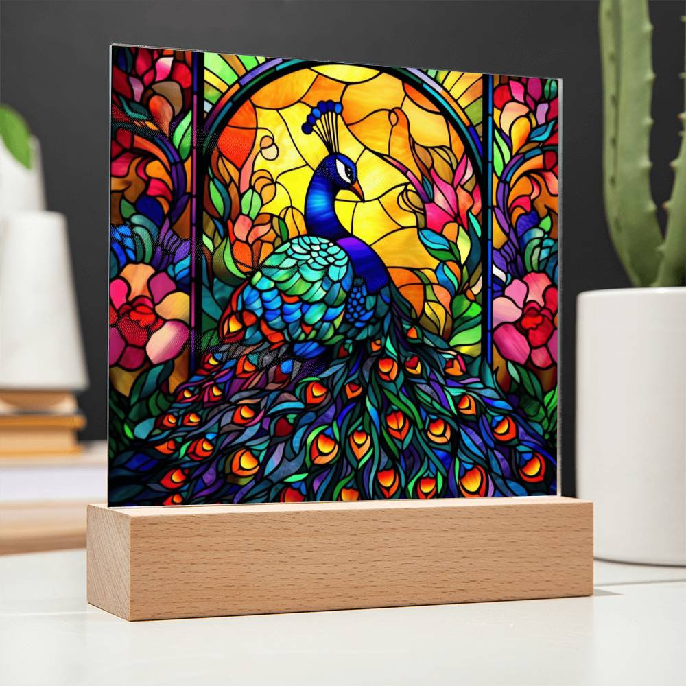 Peacock Stained Glass Acrylic Plaque, Peacock Stained Glass Patterns ...