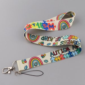 Cute Rainbow Autism Awareness Lanyard With ID Badge Holder for Special ...