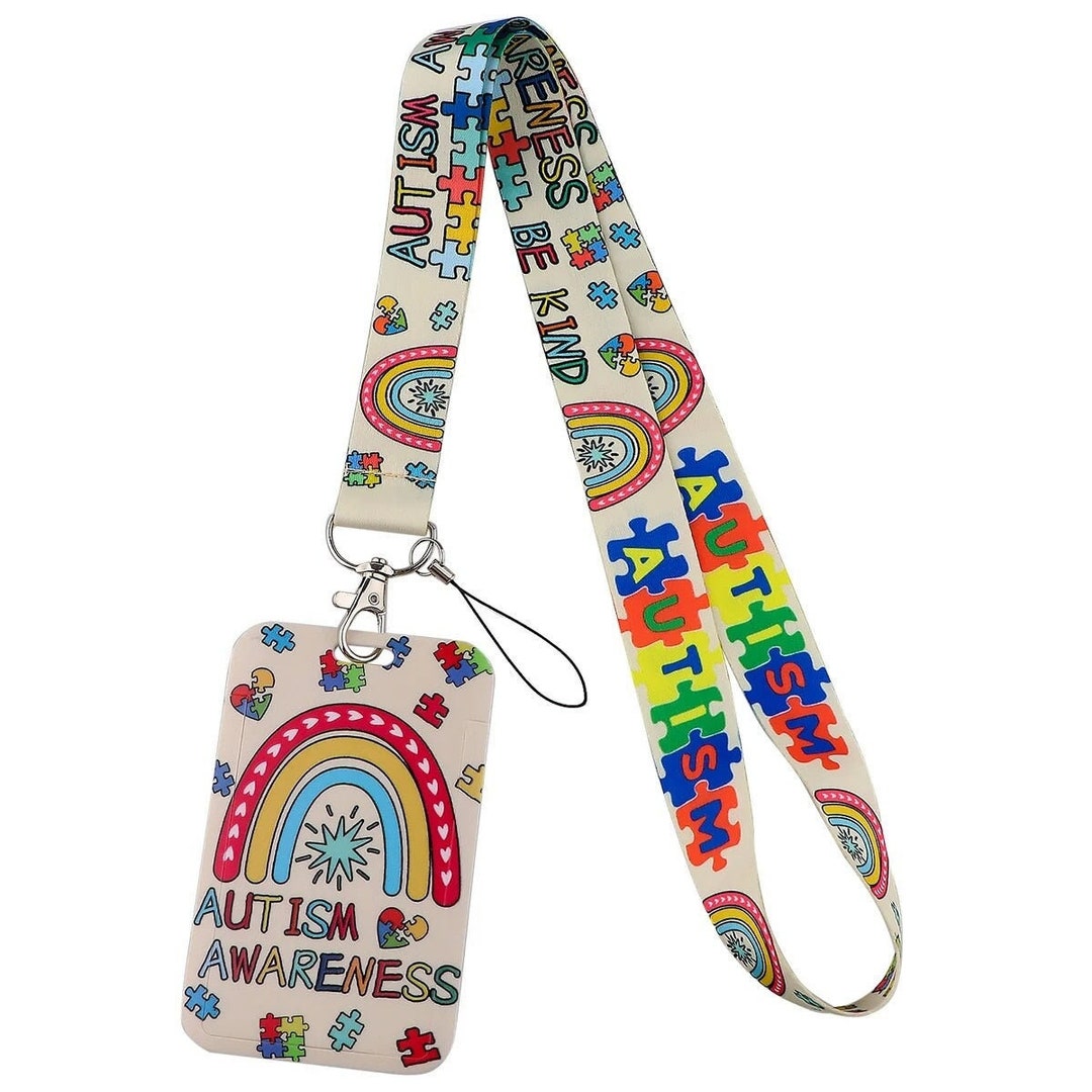 Cute Rainbow Autism Awareness Lanyard With ID Badge Holder for Special ...