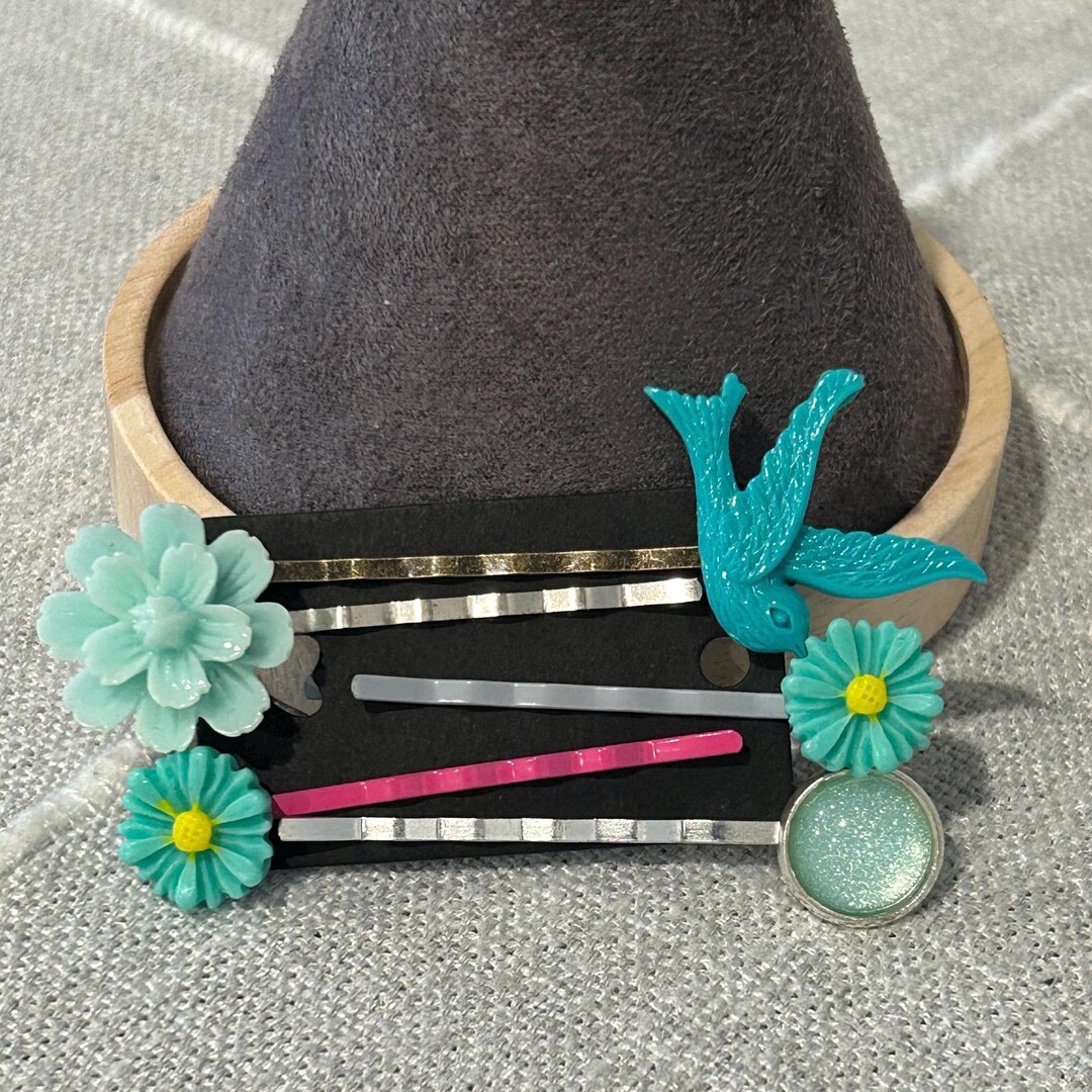 Set of 5 Teal Hair Pins - Etsy