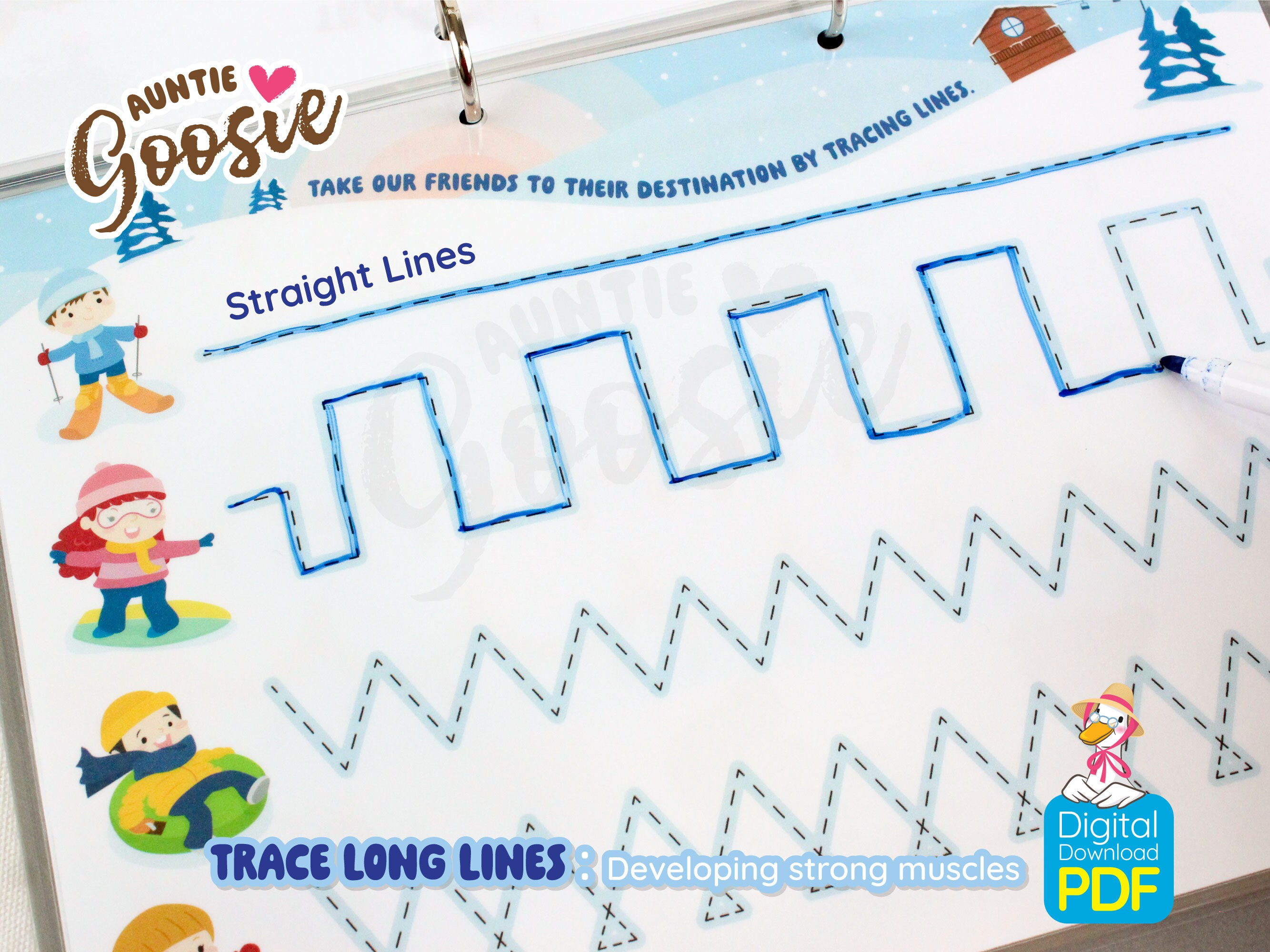 Winter Busy Book, Line Tracing, Shape Tracing, Handwriting Practice for ...