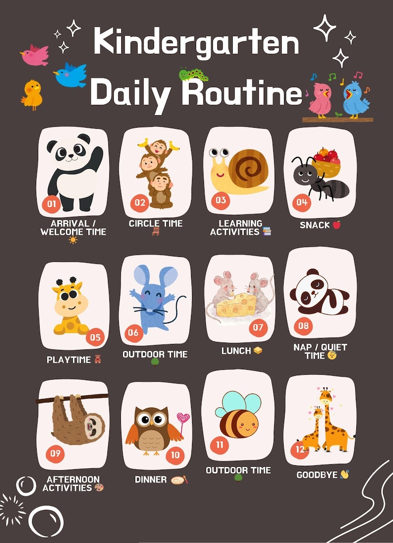 Kindergarten Daily Routine Chart: Visual Schedule, Editable Canva ...