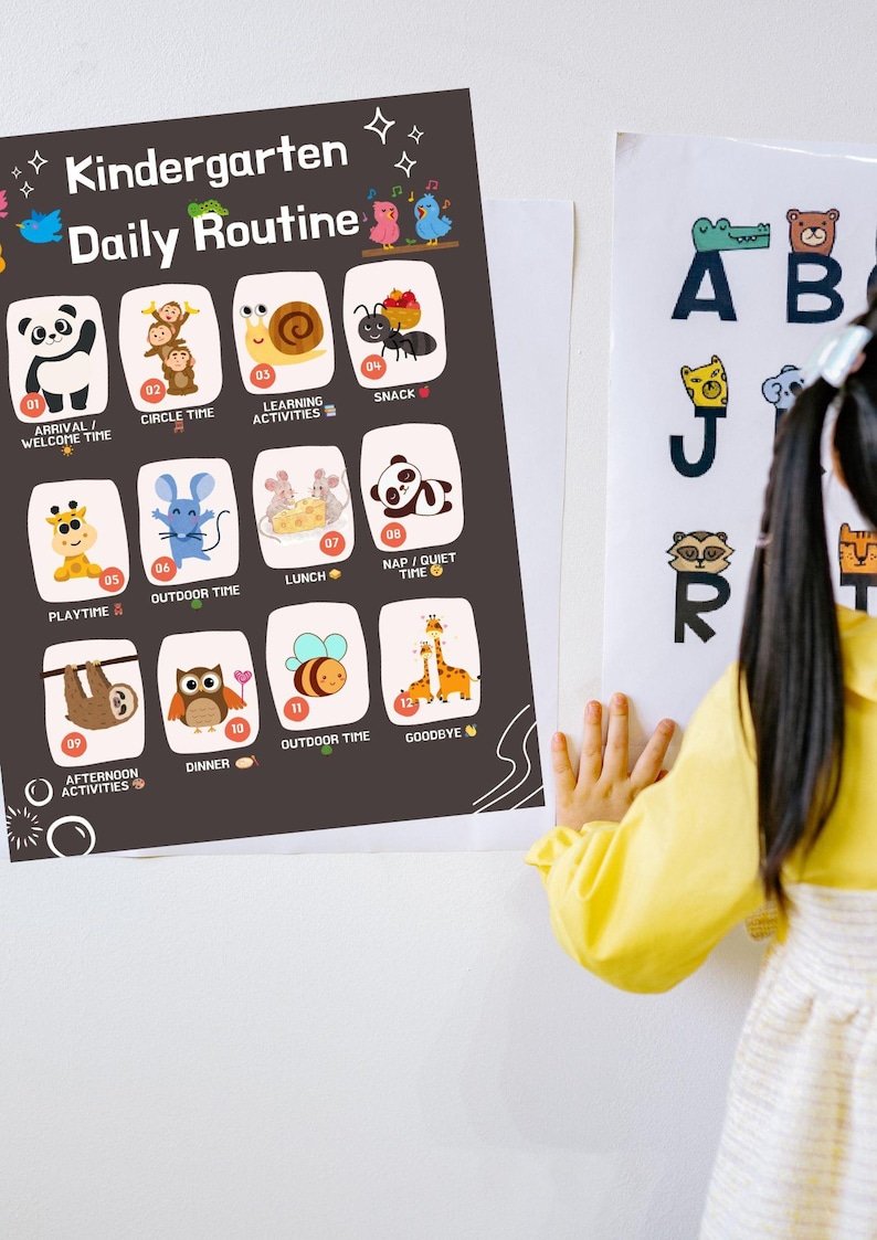 Kindergarten Daily Routine Chart: Visual Schedule, Editable Canva ...