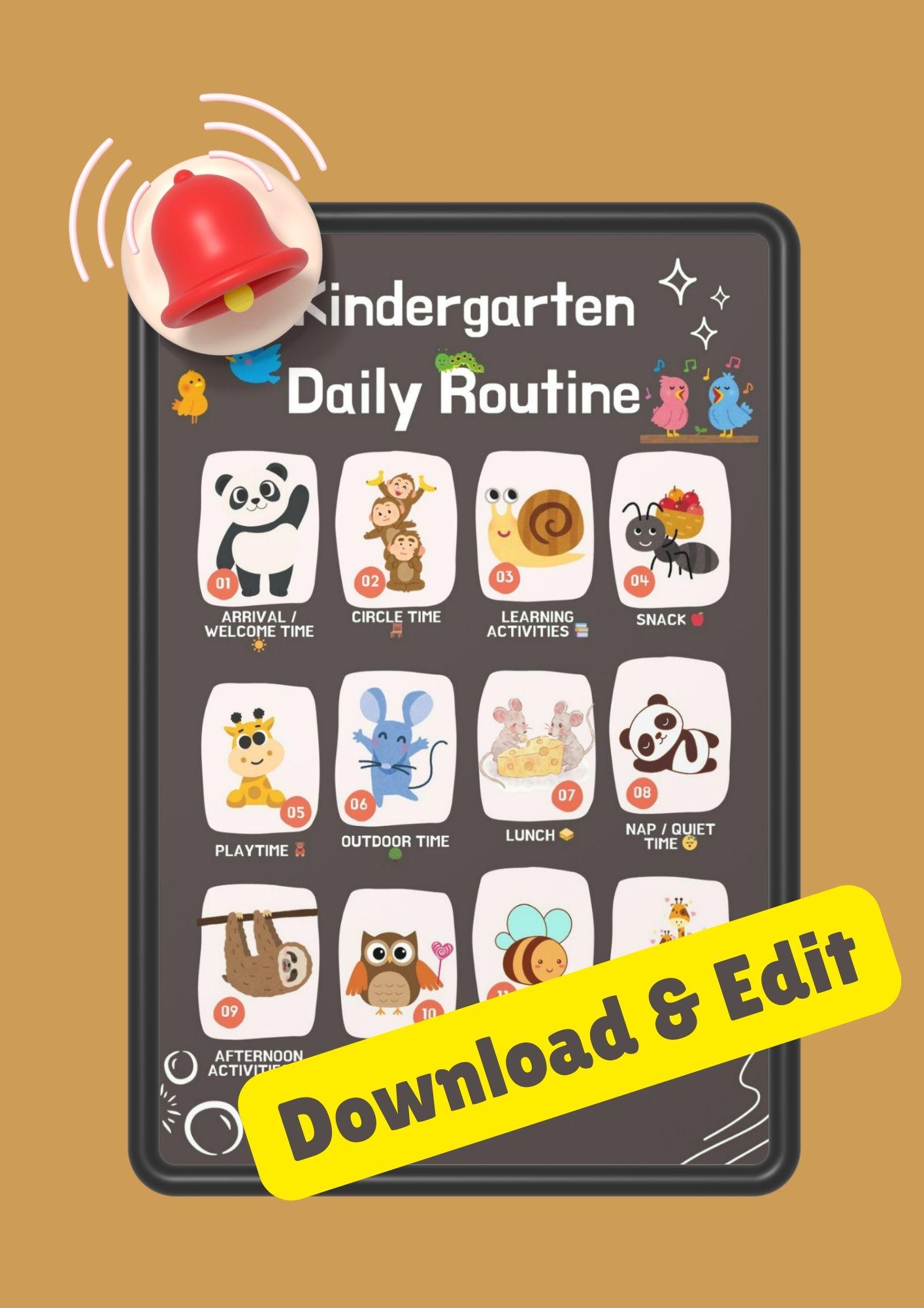 Kindergarten Daily Routine Chart: Visual Schedule, Editable Canva ...