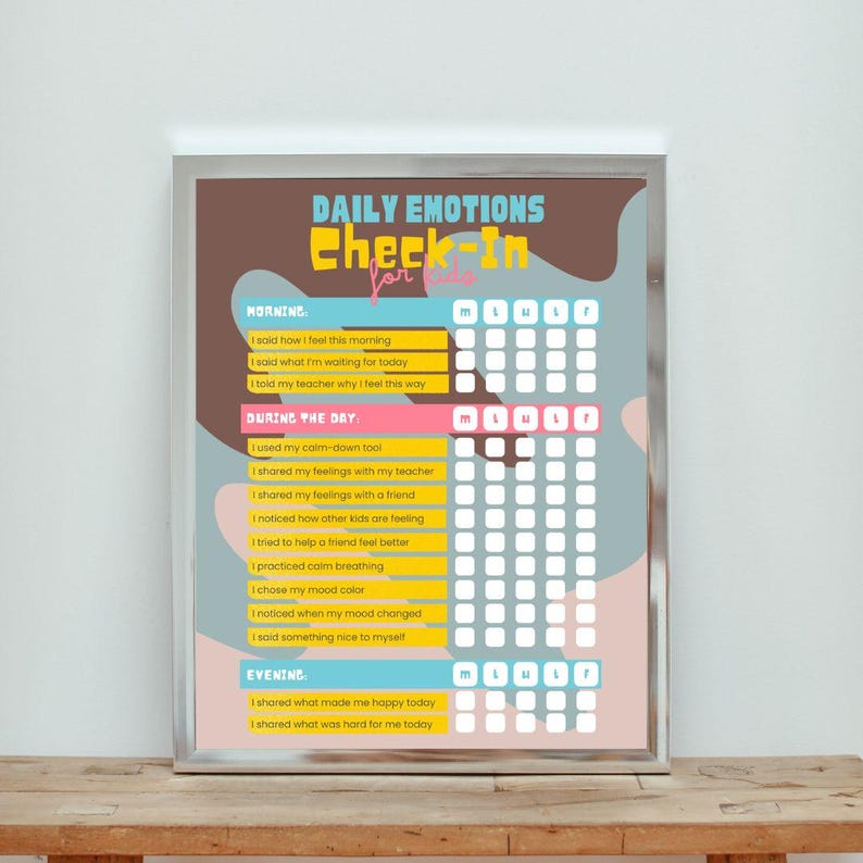 Printable Emotions Chart for Kids | Daily Feelings Check-in | Preschool ...