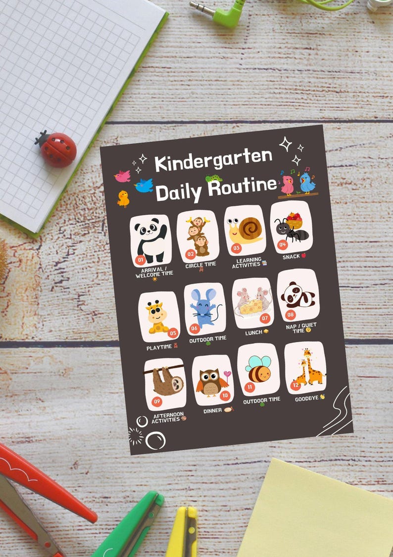 Kindergarten Daily Routine Chart: Visual Schedule, Editable Canva ...
