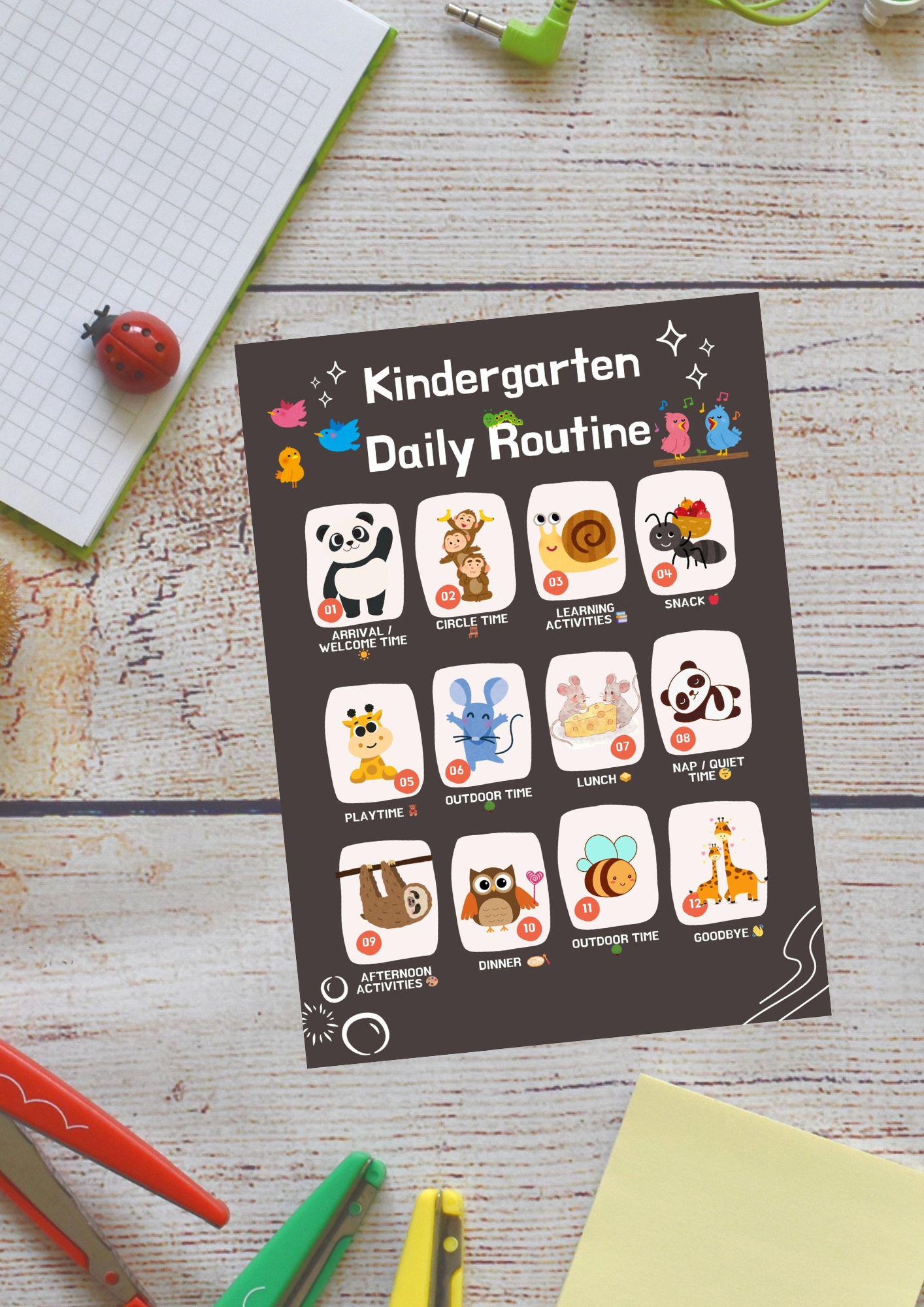 Kindergarten Daily Routine Chart: Visual Schedule, Editable Canva ...