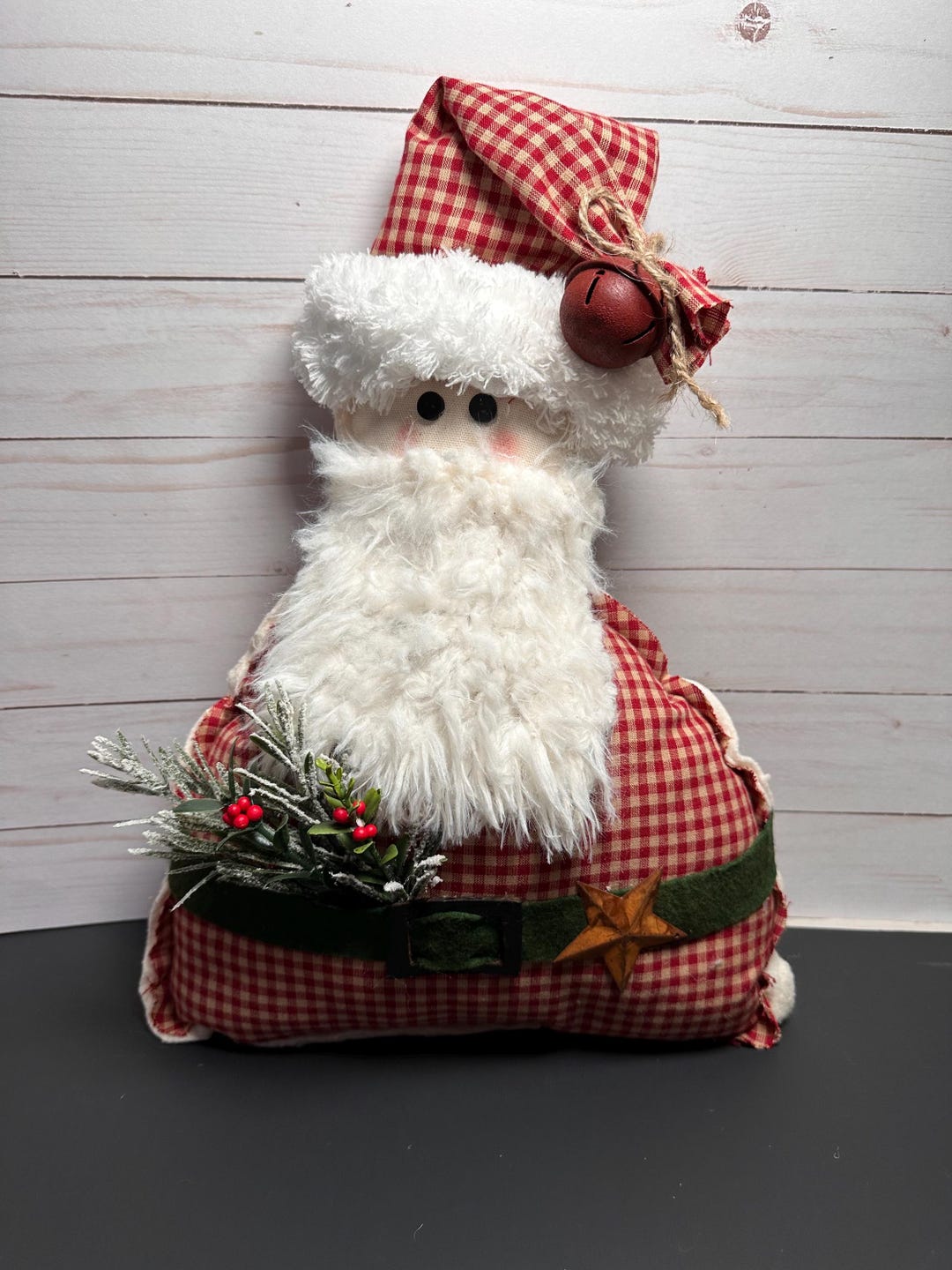 Puffy Homespun Santa - Etsy
