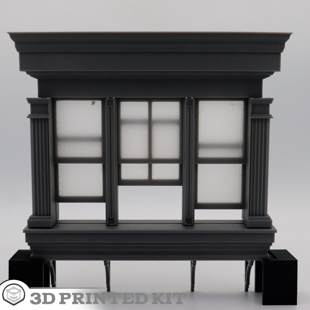 3D Printed Kit Dollhouse Bay Window With Functional Sliding Windows 1: ...