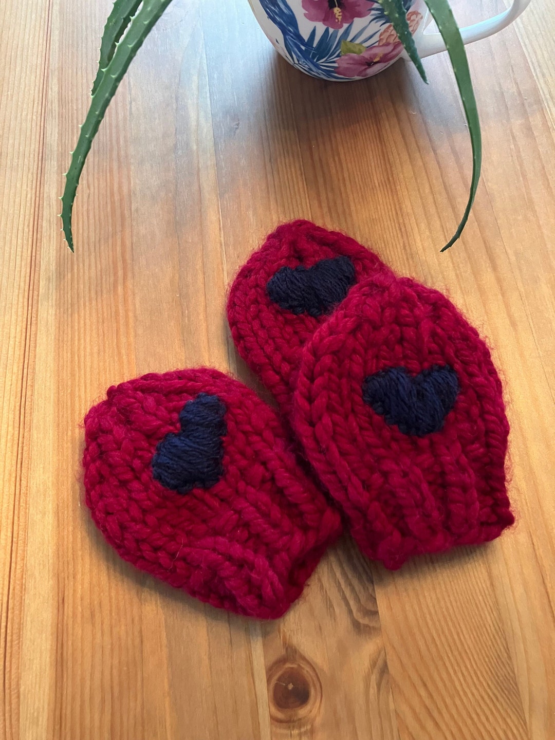 One Pair and a Spare Hand Knit Chunky Infant Thumbless Mittens ...