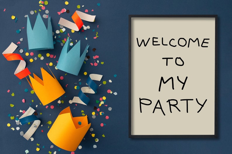 Welcome to My Party Printable: Minimalist Mid-century Sketch Style ...