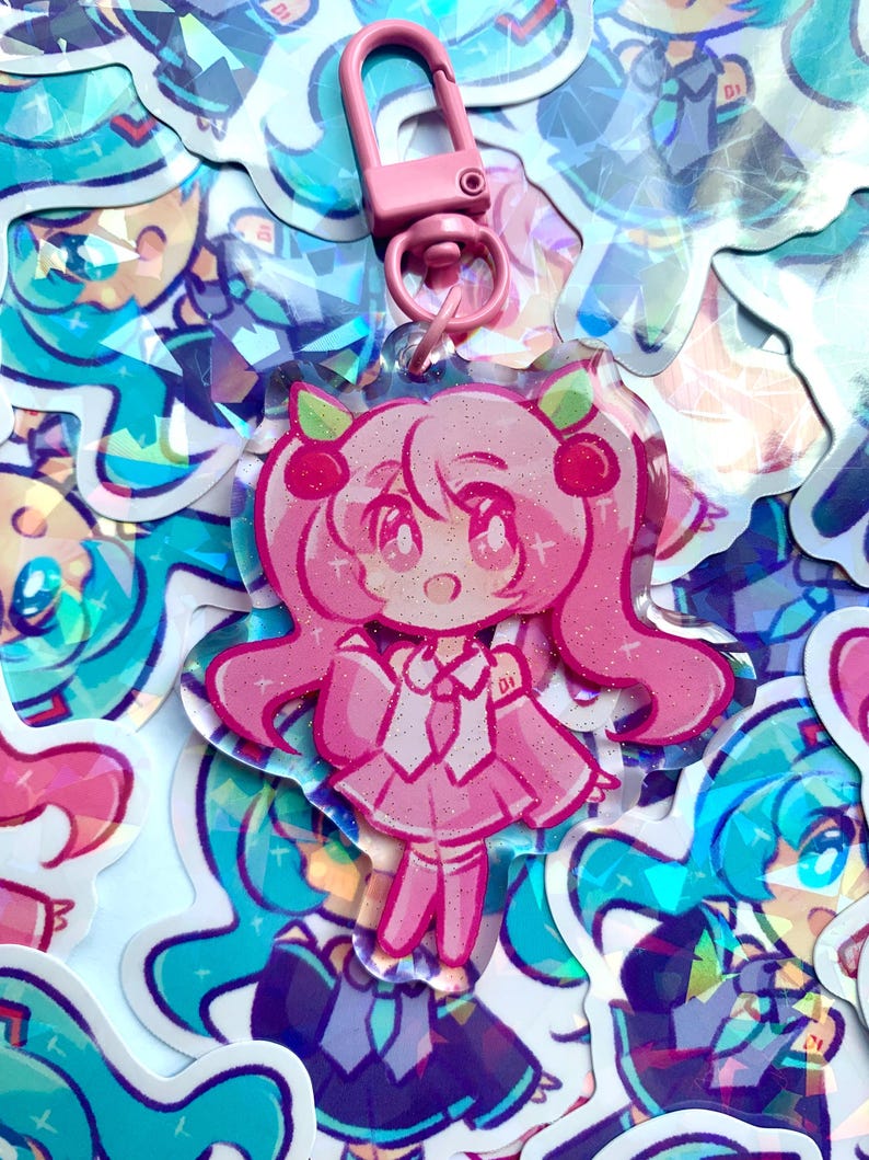 Hatsune Miku Sakura Miku Keychains Cute Vocaloid Acrylic Charms - Etsy