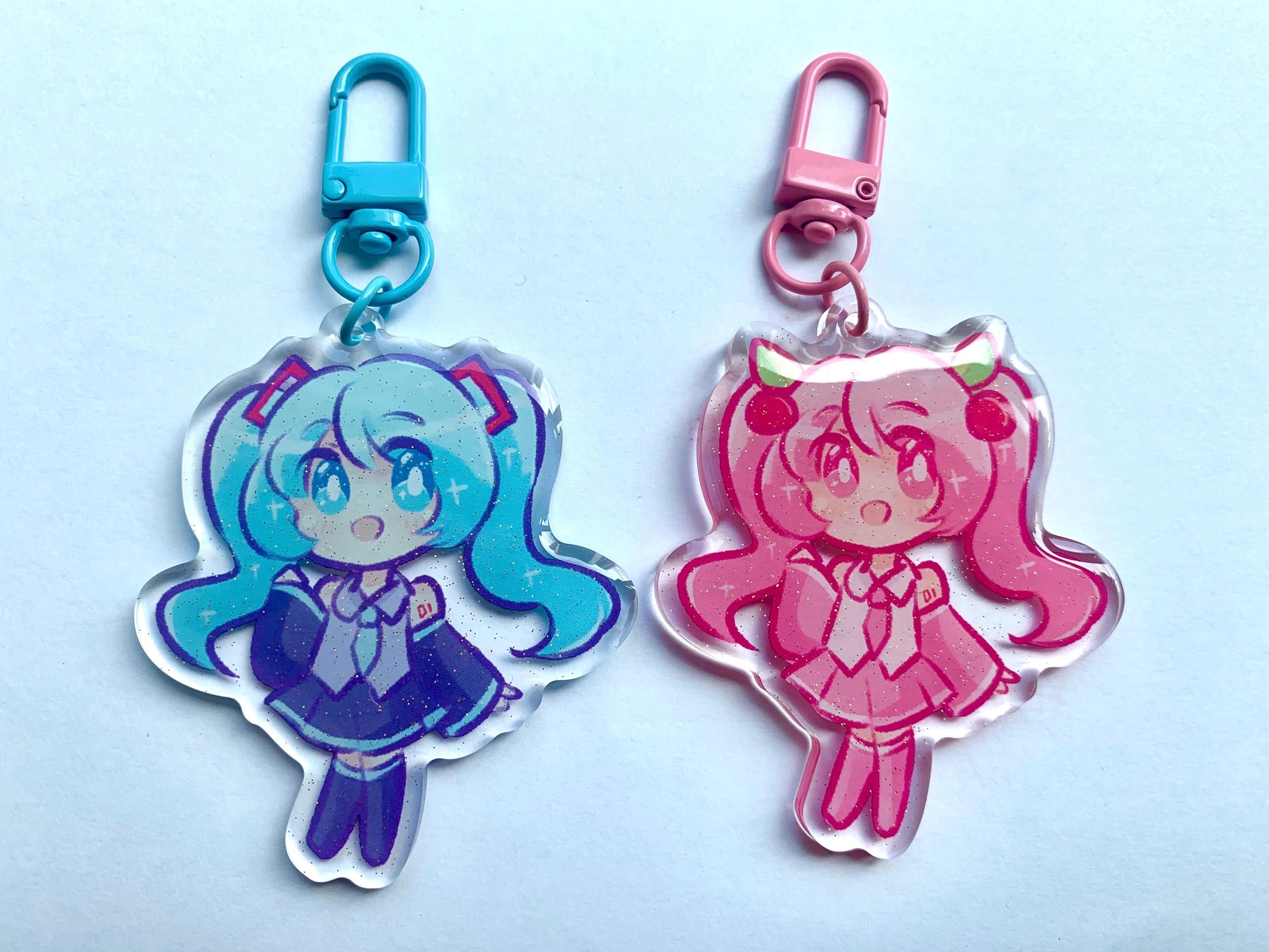 Hatsune Miku + Sakura Miku Keychains | Cute Vocaloid Acrylic Charms - Etsy