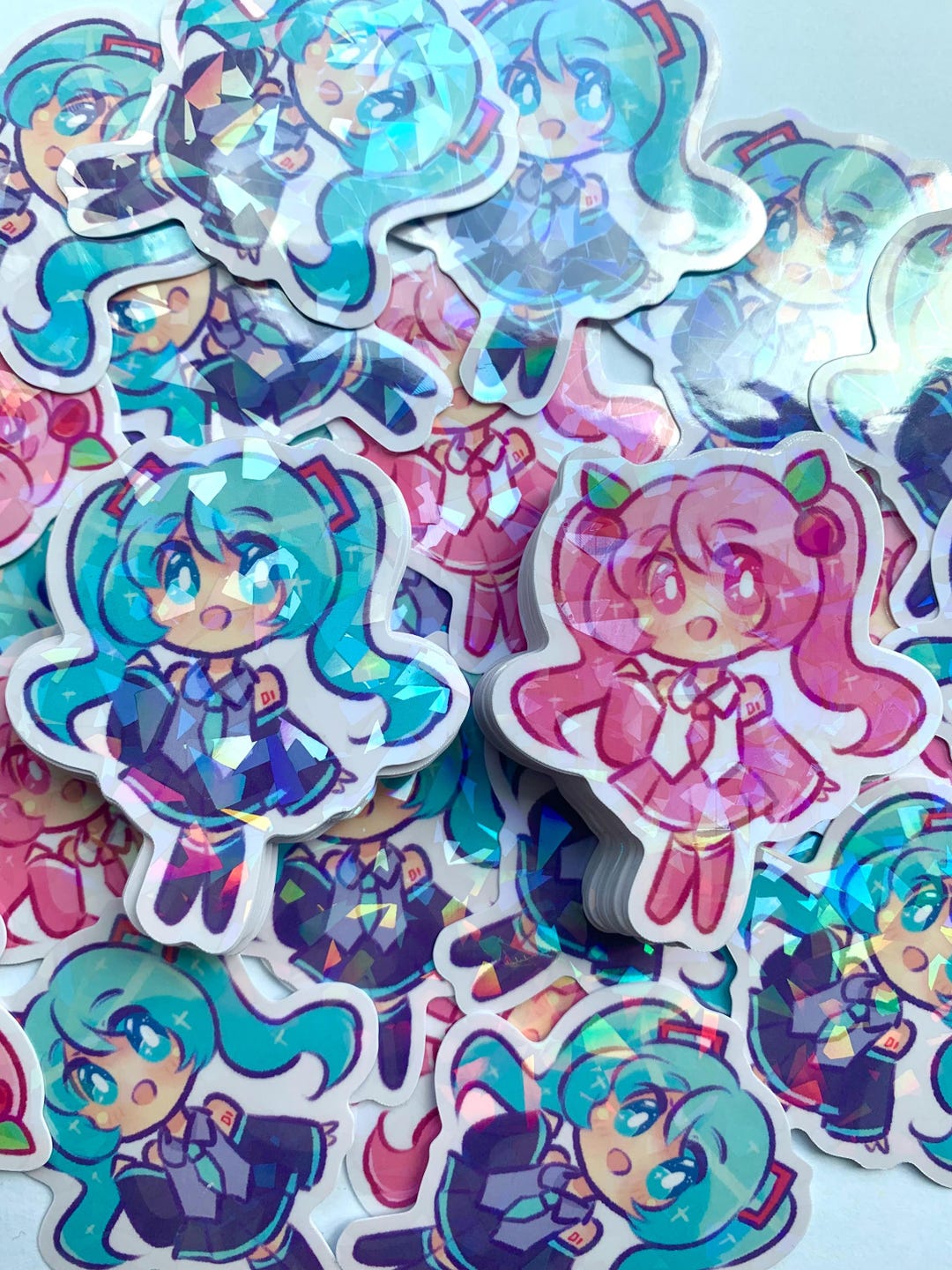 Hatsune Miku + Sakura Miku Stickers | Cute Holographic Waterproof ...