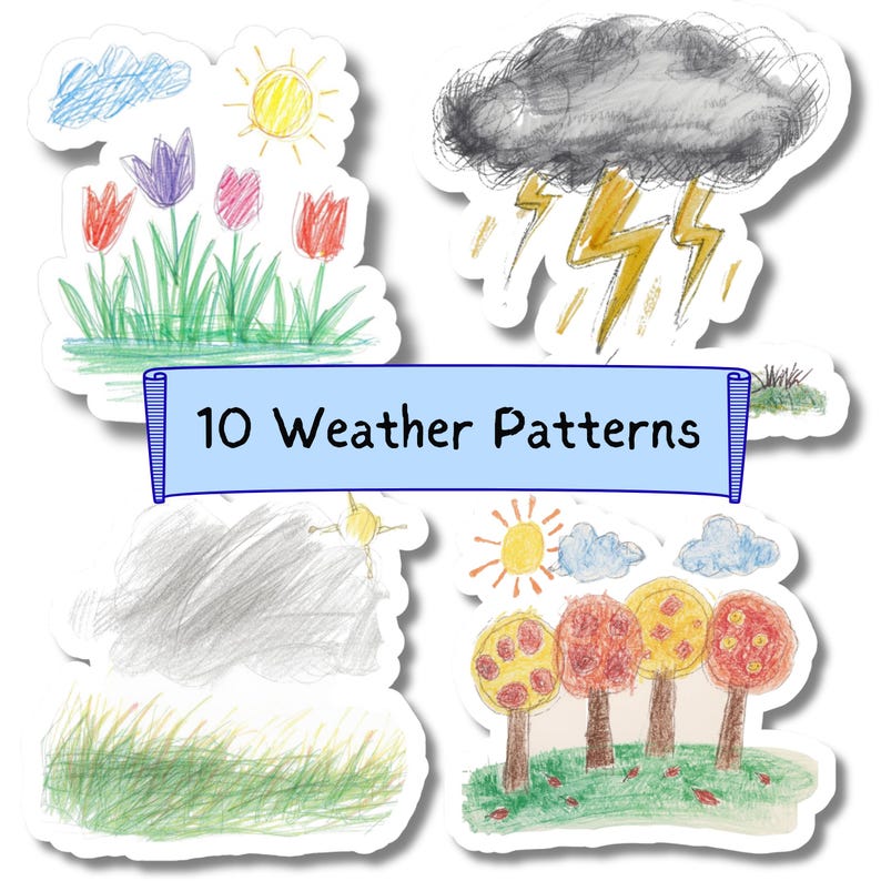 Weather Clipart: Crayon Art Illustrations for Preschool (digital ...