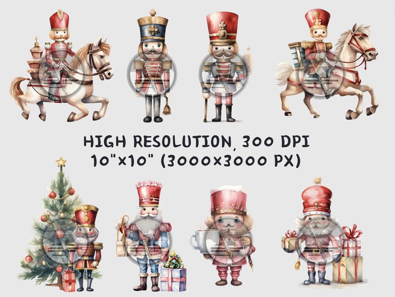 Watercolor Cute Nutcracker Clipart, Christmas Clip Art Bundle, Digital ...