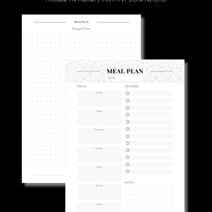 PRINTABLE Weekly Meal Planner No.1 | 7 Day Meal Plan Template & Grocery ...