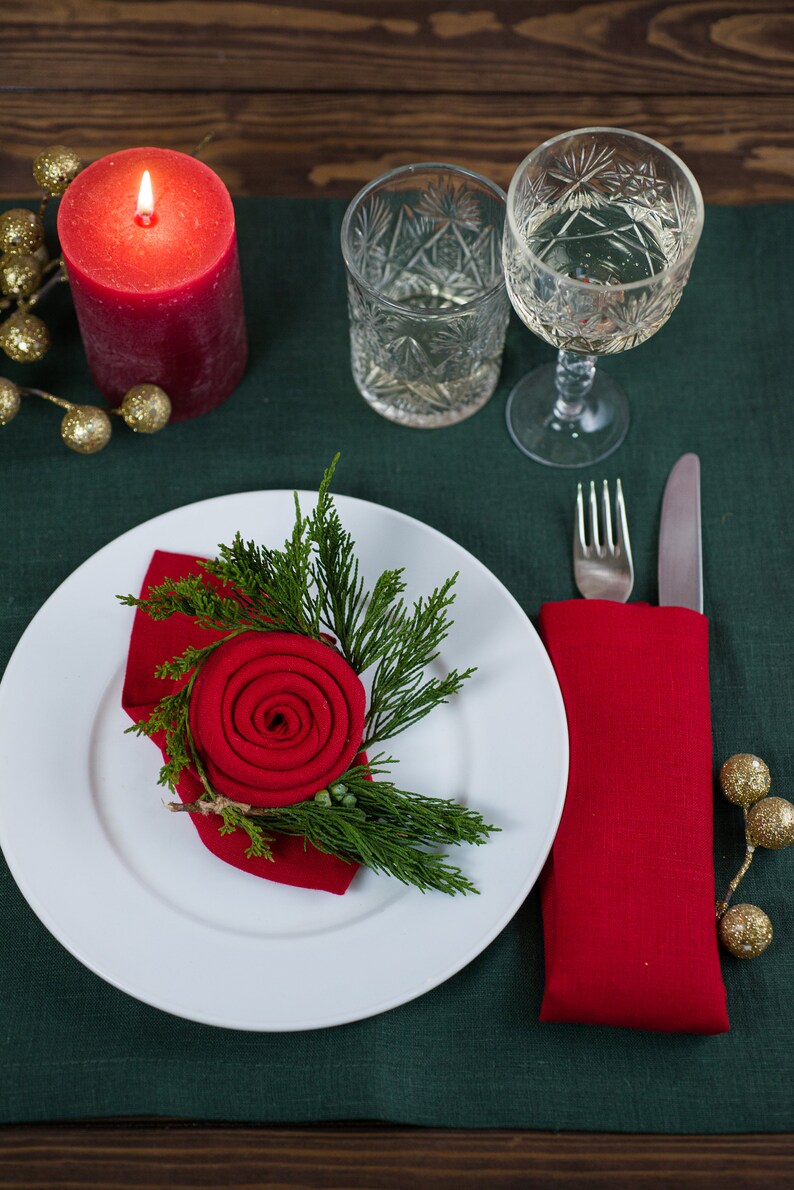 Red Linen Napkin. Table Linens, Table Decor. Organic Linen Cloth ...