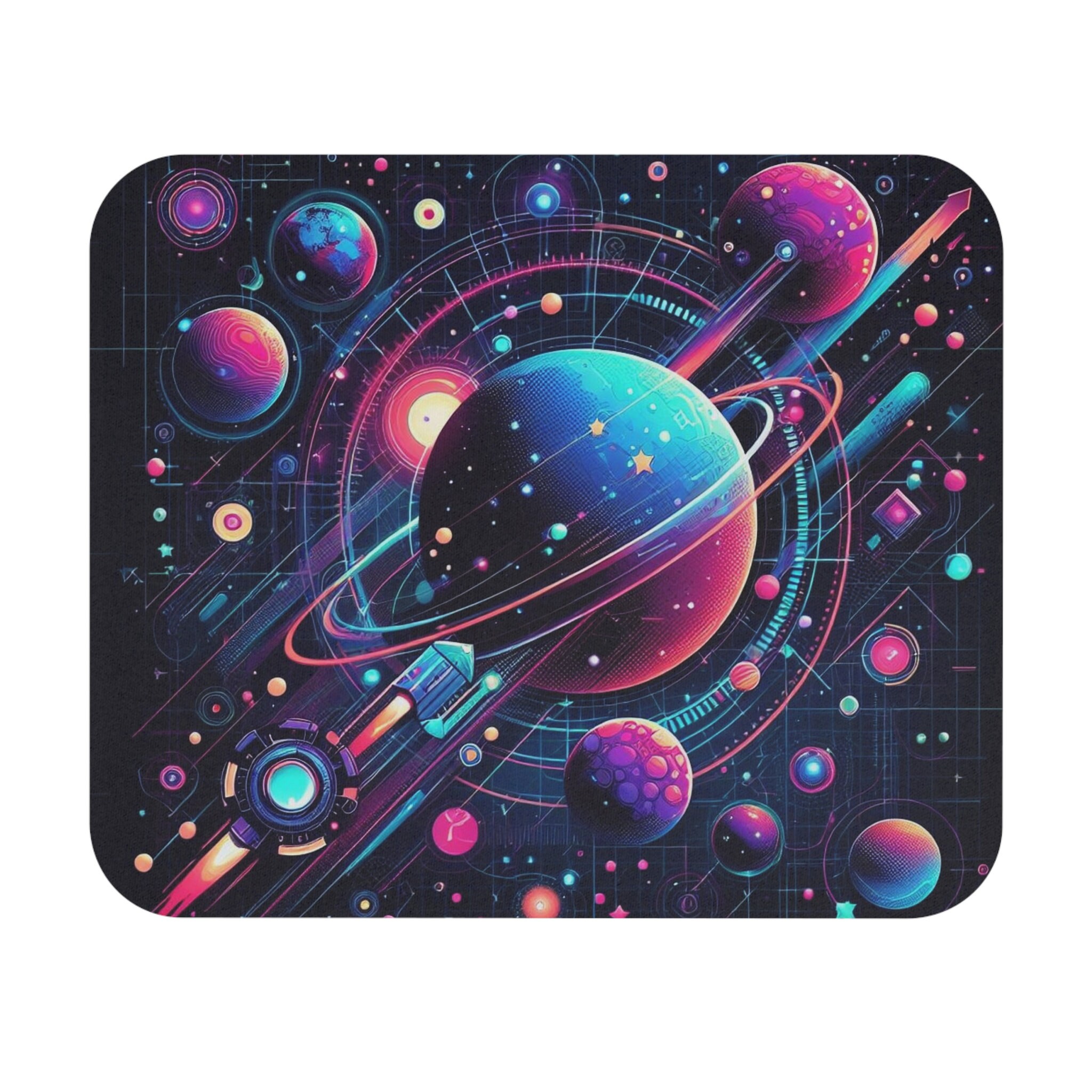 Mouse Pad space Theme. Futuristic Touch With Neon Colors - Etsy