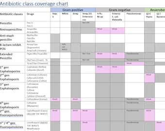 Antibiotic Sensitivity Chart - Etsy