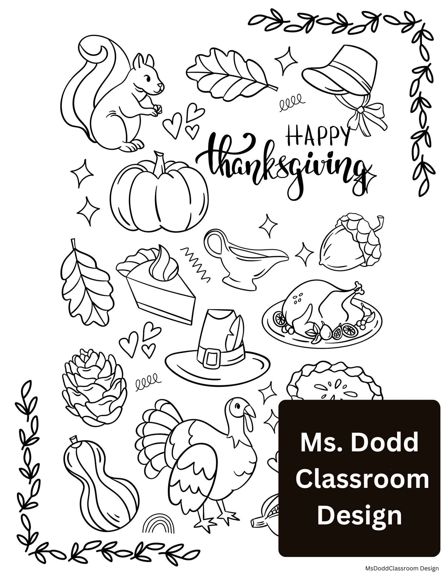 Happy Thanksgiving Coloring Worksheet - Etsy