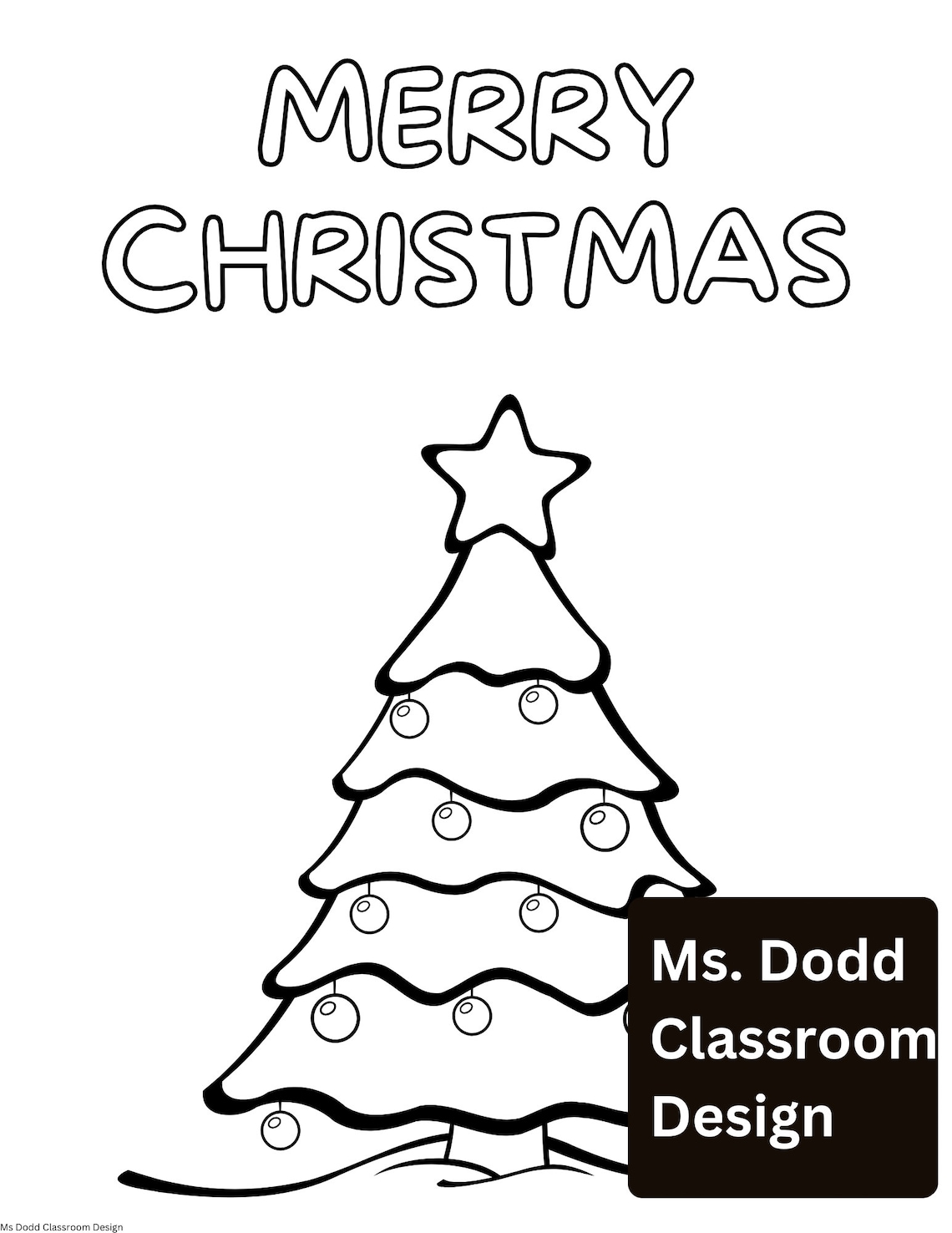 Festive Christmas Tree Coloring Page, Merry Christmas Activity for ...