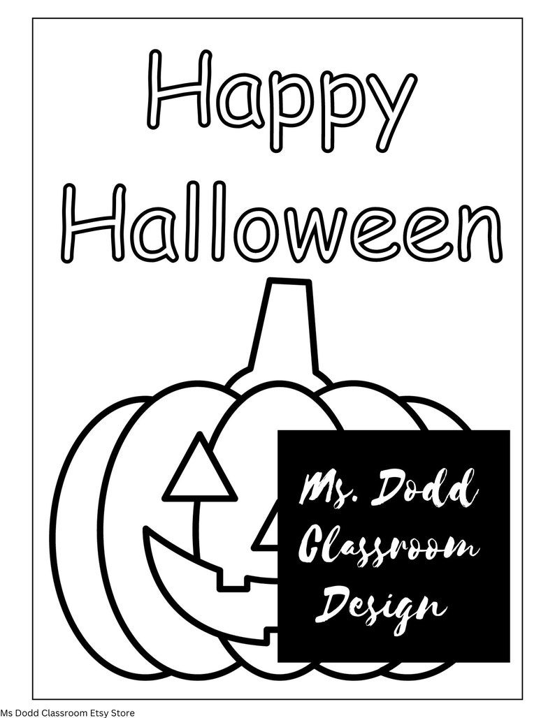 Happy Halloween Jack-o-lantern Coloring Worksheet - Etsy
