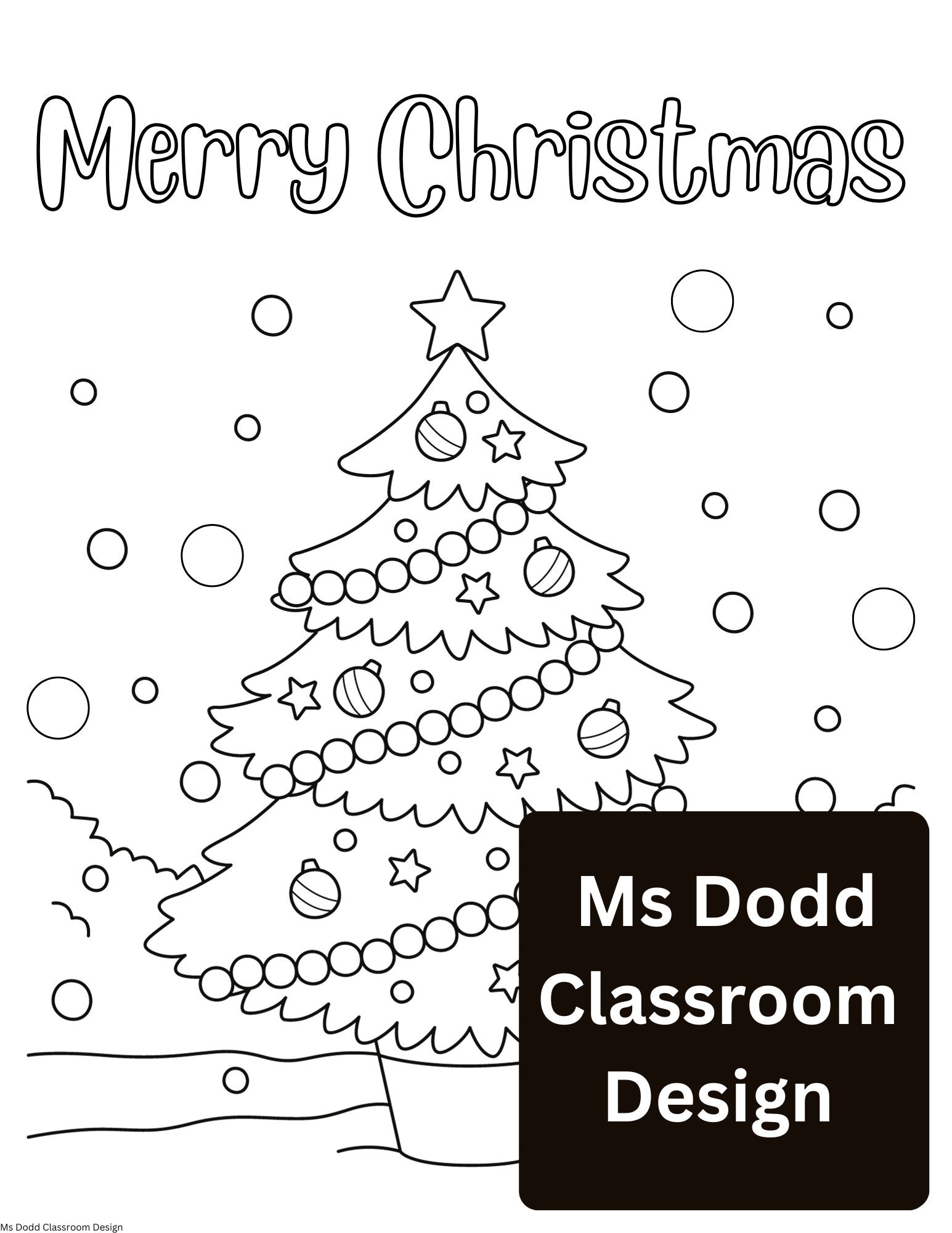 Merry Christmas Tree Coloring Page, Festive Holiday Activity for ...