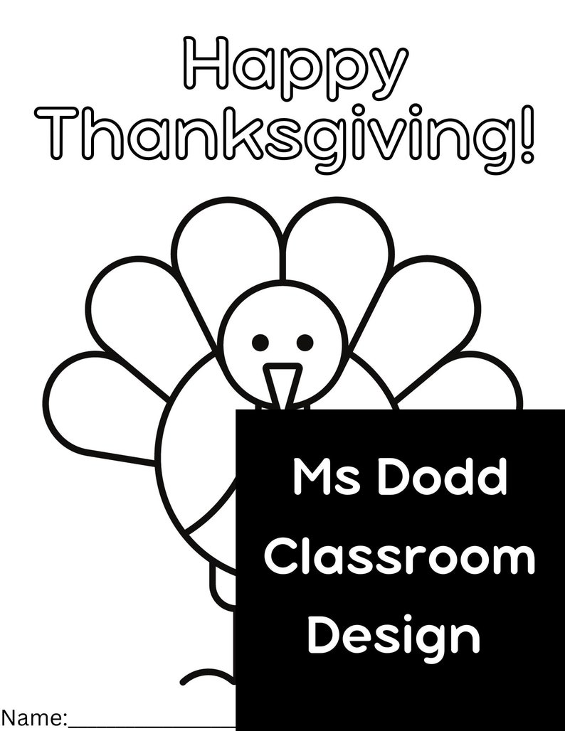 Happy Thanksgiving Turkey Coloring Sheet - Etsy