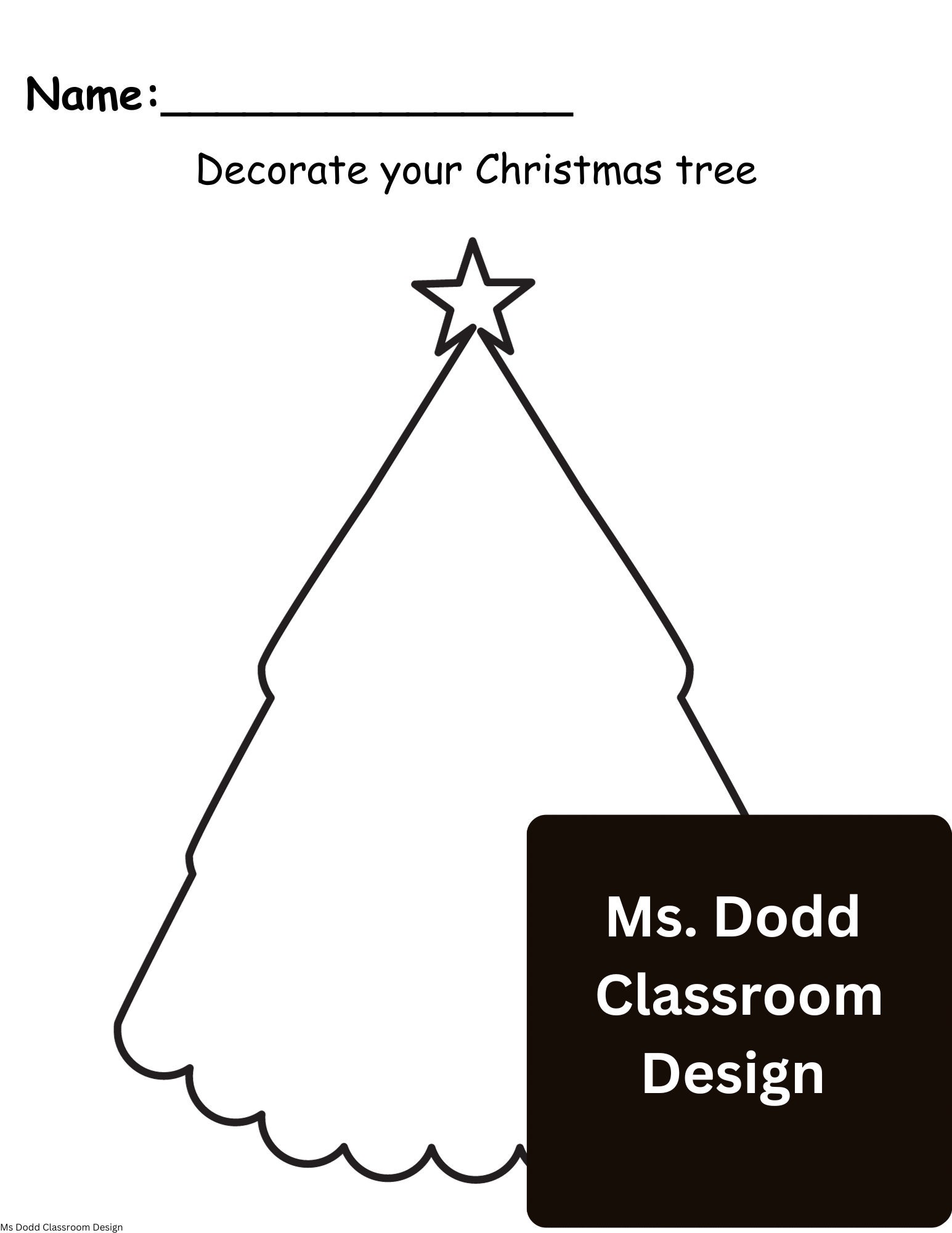 Merry Christmas Tree Coloring Page, Holiday Activity for Students ...