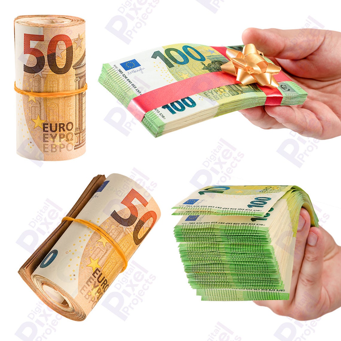 Euro Banknote Overlays, Cut Out on a Transparent Background. Photos of ...