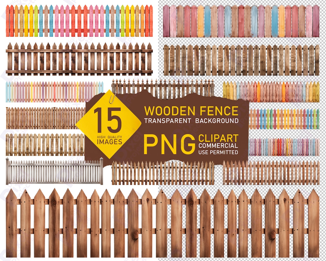 Wooden Fence Overlays for Photoshop. 15 PNG Cliparts Overlays of ...